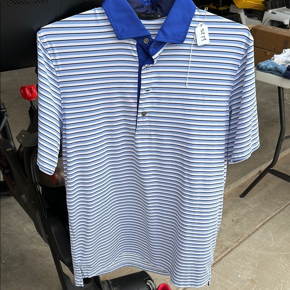 Greyson | Shirts | Mens Blue Striped Polo Shirt | Poshmark